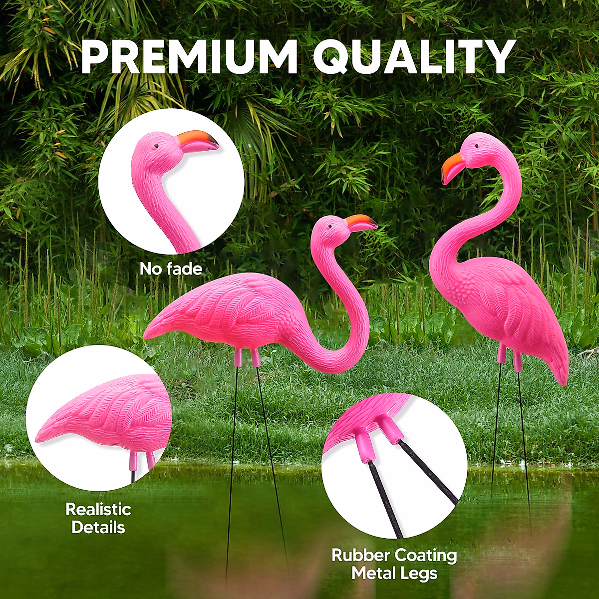 JOYIN 10 Pack Small Yard Flamingos Ornament Stakes, Mini Pink Flamingo Yard Decorations, Mini Lawn Plastic Flamingo Statue with Rubber Coating Metal Legs for Outdoor, Garden, Luau Party Gift (3-10IN)