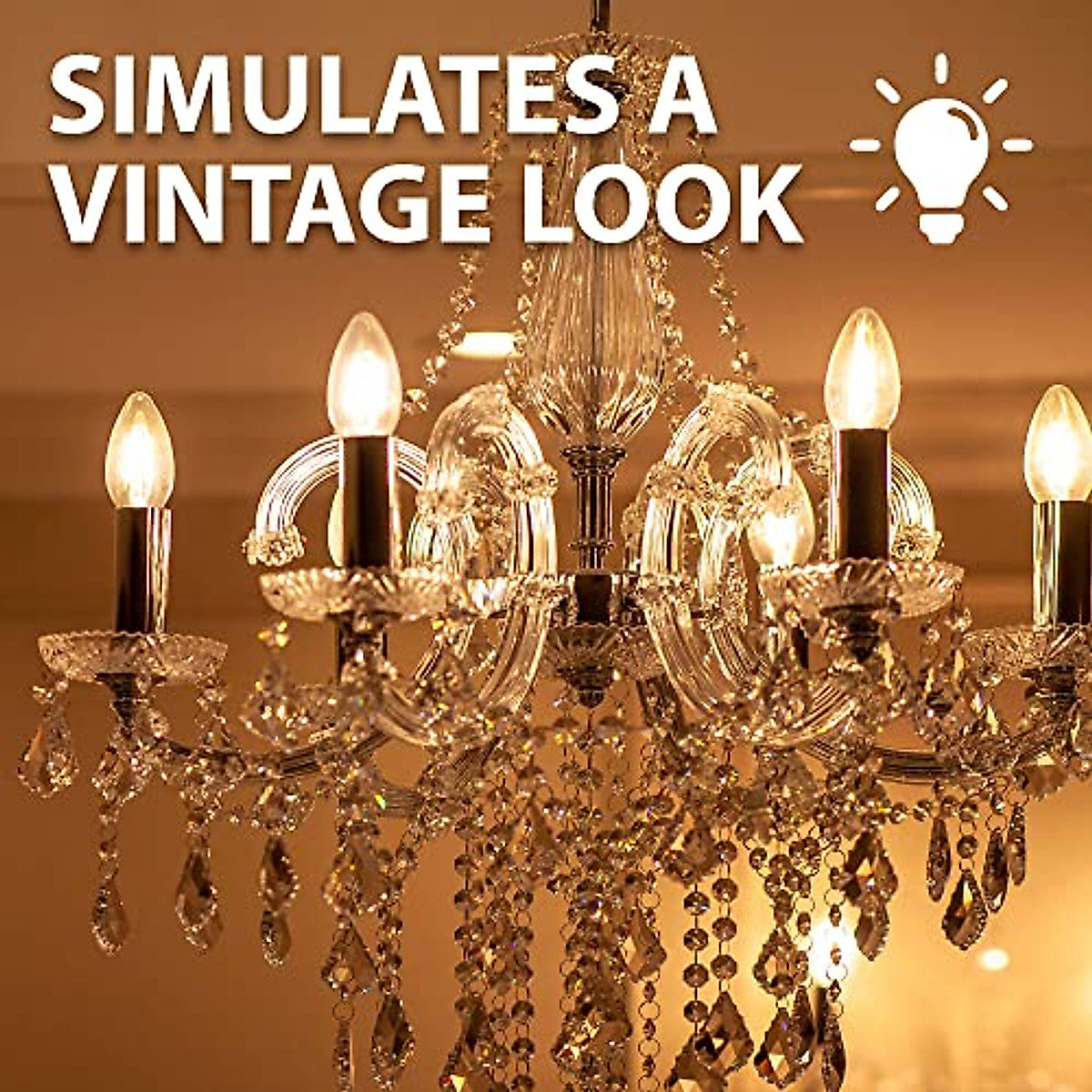 Mandala Crafts Warm White Clear C7 Led Bulbs 7-Watt Equivalent with 120V Candelabra E12 Small Base for Night Light Chandelier Candle Christmas Village Replacement