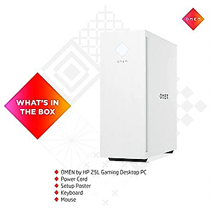 HP Omen 25L Gaming Desktop Computer 12th Generation Intel 12-core i7-12700 Processor 32GB RAM 1TB SSD Geforce RTX 3070 8GB Graphic with LHR USB-C DisplayPort Liquid Cooler Win11 White + HDMI Cable