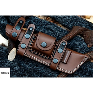 Ottoza TOP GRAIN Leather Knife Sheaths for Fixed Blade Knives, LEFT HAND Leather Knife Sheath for Belt, Leather Knife Holster Belt Knife Holder, Horizontal Knife Sheath for Belt No:65