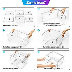 XGGJWW Shoe Storage Boxes 6 Pack x 25Qt Display Case with Magnetic Door, Clear Stackable Organizer Storage Bins for for Closet, Foldable Shoe Rack for Sneakers, High Heels, Boots
