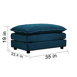 NordStorm 146.5" Large Modular Sectional Sofa Couch, U Shaped Couch with Reversible Chaise, Modern 6-Seat Sofa for Apartment Office, Upholstered Chenille Couch with Double Extra Ottomans, Blue