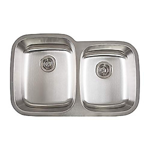 Yosemite Home Decor MAG503 18-Gauge Stainless Steel Undermount Double Bowl Kitchen Sink, Satin