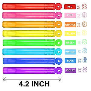 Bubble Wands Party Favors Pack of 64, Mini Neon Bubble Wands | Odor-Free Non-Toxic Kids’ Bath Toy/Birthday Treats Bubble Maker Toys for Kids | Outdoor Summer Events & Celebration Toy Gift