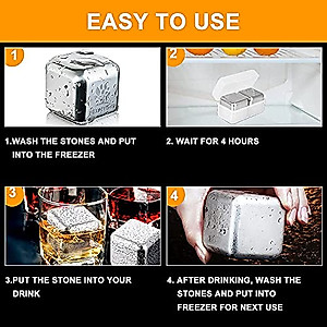 Whiskey Stones, Whiskey Gifts for Men, 1.5"Extra Large Reusable Ice Cube, Made of 304 Stainless Steel, Set of 2