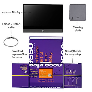 espresso Displays 15: World's Thinnest Portable Monitor - Premium Touchscreen for Mac, Windows & More. Durable, Robust Aluminium Design. 1 Cable Connection.