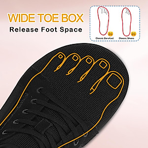 SKASO Fashion Sneakers Minimalist Shoes Barefoot Wide Toe Box Shoes Women Comfortable Walking Shoes Zero Drop for Casual Black Size 10 Wide
