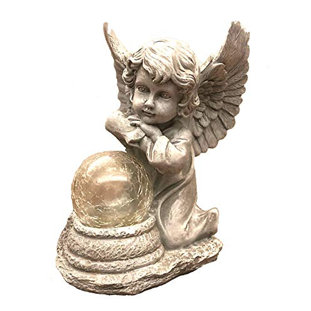 Bo-Toys Solar Powered Angel with Solar Glowing Globe LED Garden Light Decor Color Change