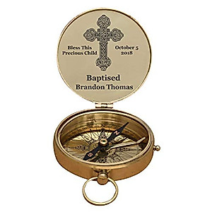 De Cube Personalized Engraved Compass, Baptism Gift, Christmas giftt, Missionary, Birthday, Confirmation, Graduation Gift, Compass Size 3 inches DAD Gift