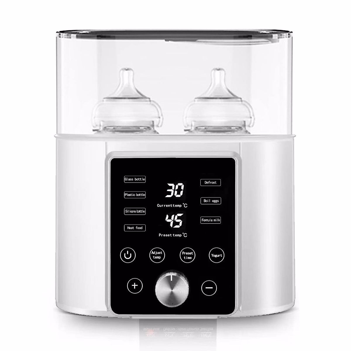 Portable Baby Bottle Warmer, 8 in 1 Milk Warmer of Breastmilk/Formula/Regular Milk, Food Heater&Defrost with LCD Display, Travel Double Bottle Warmer with Accurate Temperature Control
