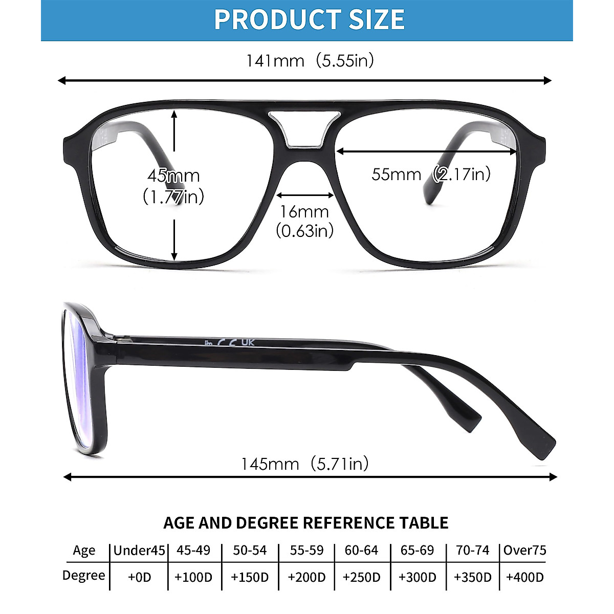 JM 3 Pack Oversized Aviator Reading Glasses for Women Men, Retro Square Blue Light Computer Readers +0.0