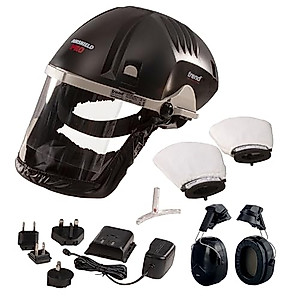 Trend Airshield Pro Full Air Circulating Face Shield w/ Ear Defenders - Complete Face and Hearing Protection Pack, AIR/PRO/D2