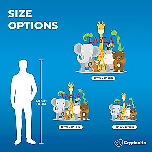 Personalized Name Jungle Animals Vinyl Wall Decor I Nursery Wall Decal for Baby Boy & Girl Decoration I Stickers for Kids I Multiple Options for Customization Wide 22" x 22" Height (Small)