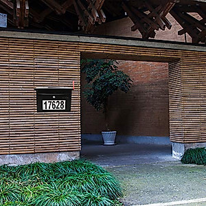 Black Wall Mount Locking Mailbox - Solar House Numbers Light Large Capacity Illuminated at Night - Waterproof Iron Mental Address Numbers Mail Box Outdoor with Keys