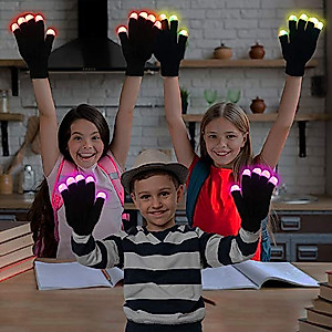 ArtCreativity Light Up Gloves for Kids and Adults, 1 Pair, LED Gloves with 6 Flashing Modes, Cool Dance Rave Accessories for Party, Warm and Comfortable Knit Yarn, Best Birthday and Holiday Gift