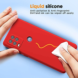 Oududianzi Case for Moto g-Stylus 5G 2021 Case,[2 Tempered Glass Screen Protector], Soft TPU Liquid Silicone Case, Shockproof Rubber Silicone Gel Case-Red