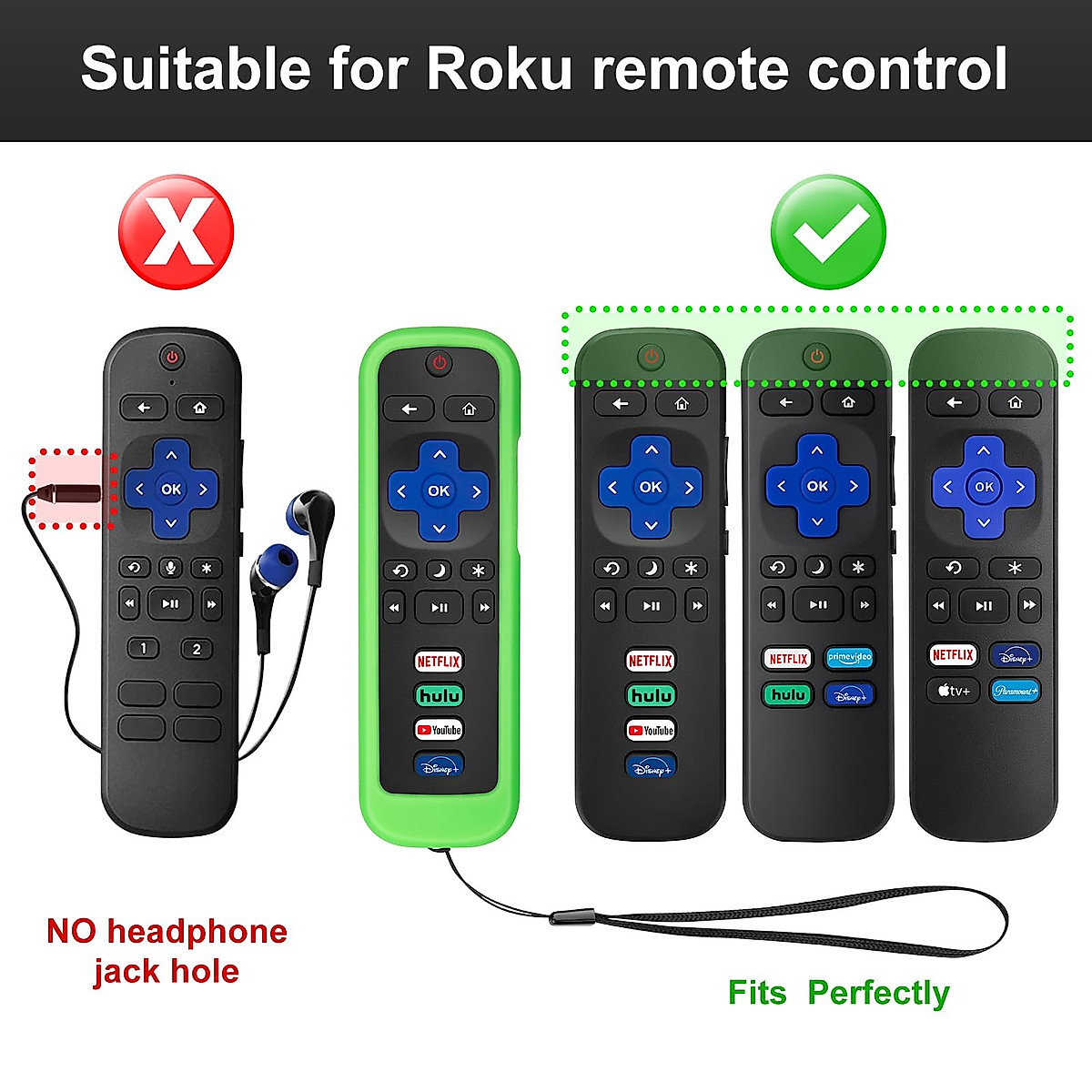 Pack of 4 Replaced Remote Controls for Roku TV With 2 Remote Covers
