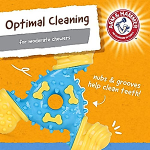 Arm & Hammer for Pets Nubbies TriBone Dog Dental Toy Best Dog Chew Toy for Moderate Chewers Dog Dental Toy Helps Reduce Plaque & Tartar Peanut Butter Flavor Baking Soda (Pack of 1)