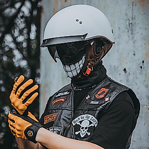 Motorcycle Half Face Helmet F-07 with Sun Visor Quick Release Buckle DOT Approved Adult Helmets for Cruiser Chopper Moped Scooter ATV (Gloss White,XL