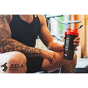 JEELA SPORTS [5 PACK Protein Shaker Bottles for Protein Mixes -24 OZ- Dishwasher Safe Shaker Cups for Protein Shakes - Shaker Cup for Blender Protein Shaker Bottle for Shakes Protein Shake Blender
