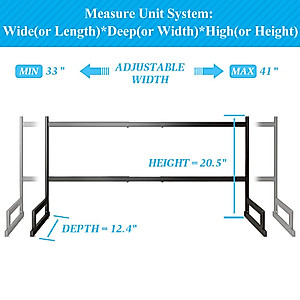 SAYZH Over The Sink Dish Drying Rack, 2 Tier Width Adjustable (33"~41") Dish Rack with Utensil Holder Kitchen Drainer Countertop Organizer Black