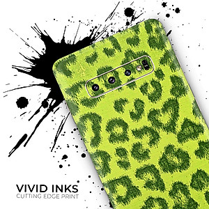 DesignSkinz Vibrant Green Cheetah Protective Vinyl Decal Wrap Skin Cover Compatible with The Samsung Galaxy S20 (Screen Trim & Back Glass Skin)