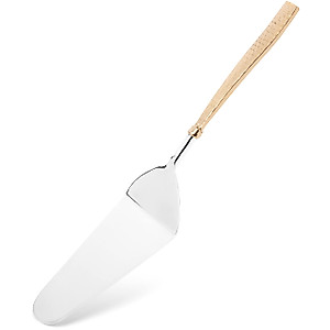 Hand Hammered Gold Brass Handle And Stainless Steel Cake Knife & Server Set For Weddings Home Parties Anniversaries Pastry Pie Serving & Knives Set Vintage Style