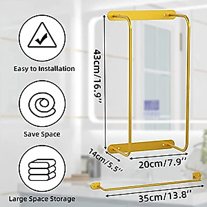 2+1 Set Towel Racks for Bathroom, Towel Holder for Bathroom Wall, Bathroom Storage, Towel Racks for Bathroom Wall Mounted, Bathroom Towel Storage, Towel Storage for Small Bathroom, Spa, Salon(Gold)