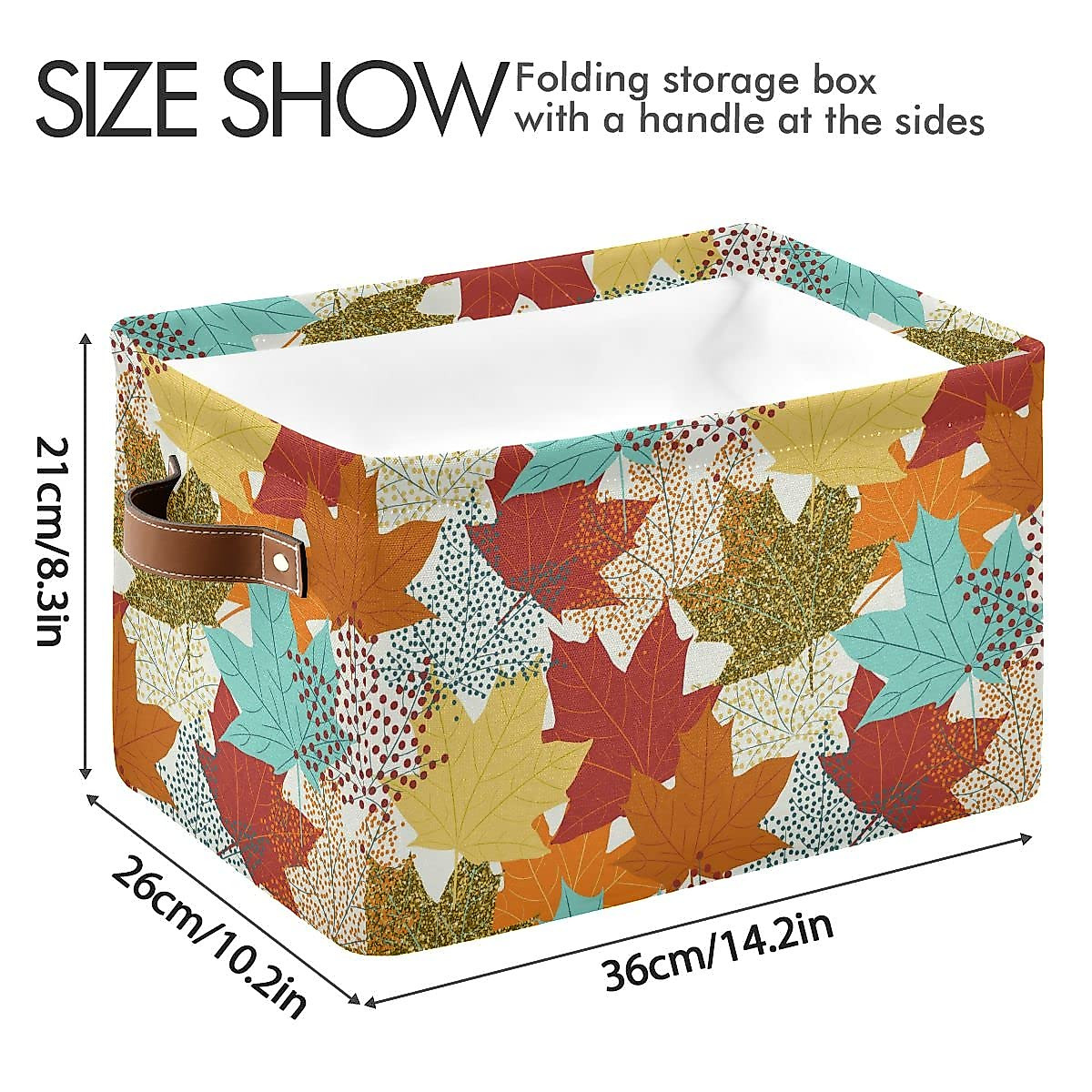 Fall Maple Leaves Storage Basket Fabric Storage Bin Laundry Baskets Autumn Pumpkin Foldable Storage Boxes Organizer Bag for Baby Cloth Dog Toy Book Storage Cubes Shelf Closet Basket 16×12×8 Inches