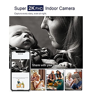 Indoor Security Camera 2K, Pet Camera with Phone App, WiFi Cameras for Home Security Camera for Dog/ Baby Monitor/Elder Pan Tilt, 2.4G, 24/7, 2-Way Talk, Human Detection, Motion Tracking, SD&Cloud