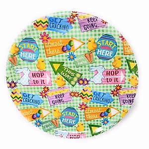 Ja'cor Round Easter Serving Platter 13.5" Large Melamine Platters Trays Reusable Plastic Plates for Parties Entertaining, BPA Free Decorative Easter Eggs Design Kichen Dinnerware