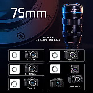 SIRUI 75mm F1.8 1.33X APS-C Anamorphic Lens for E Mount, Blue Flare