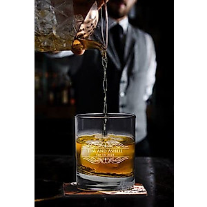 Etched Scotch Glass,Personalized Rocks Glass, Custom Whiskey Glass, Engraved Bourbon Glass, His and her name engraved scotch Glasses, Customized Snifter Glass