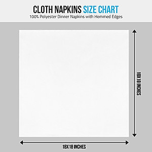 Utopia Home White Cloth Napkins (12 Pack, 18x18 Inches), Ideal Dinner Napkins for Party, Wedding and Lunch/Dinner