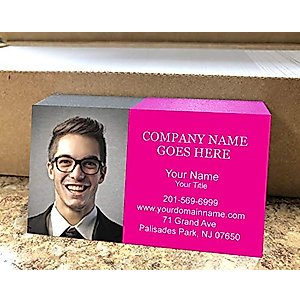 Custom Business Card with Picture or Logo, 2sides Printing, 500pcs on Heavy paper, 16pt cover (129 lbs. 350gsm-Thick paper), No additional charge for Matte or Glossy Finishing (Matte Finishing, Pink)