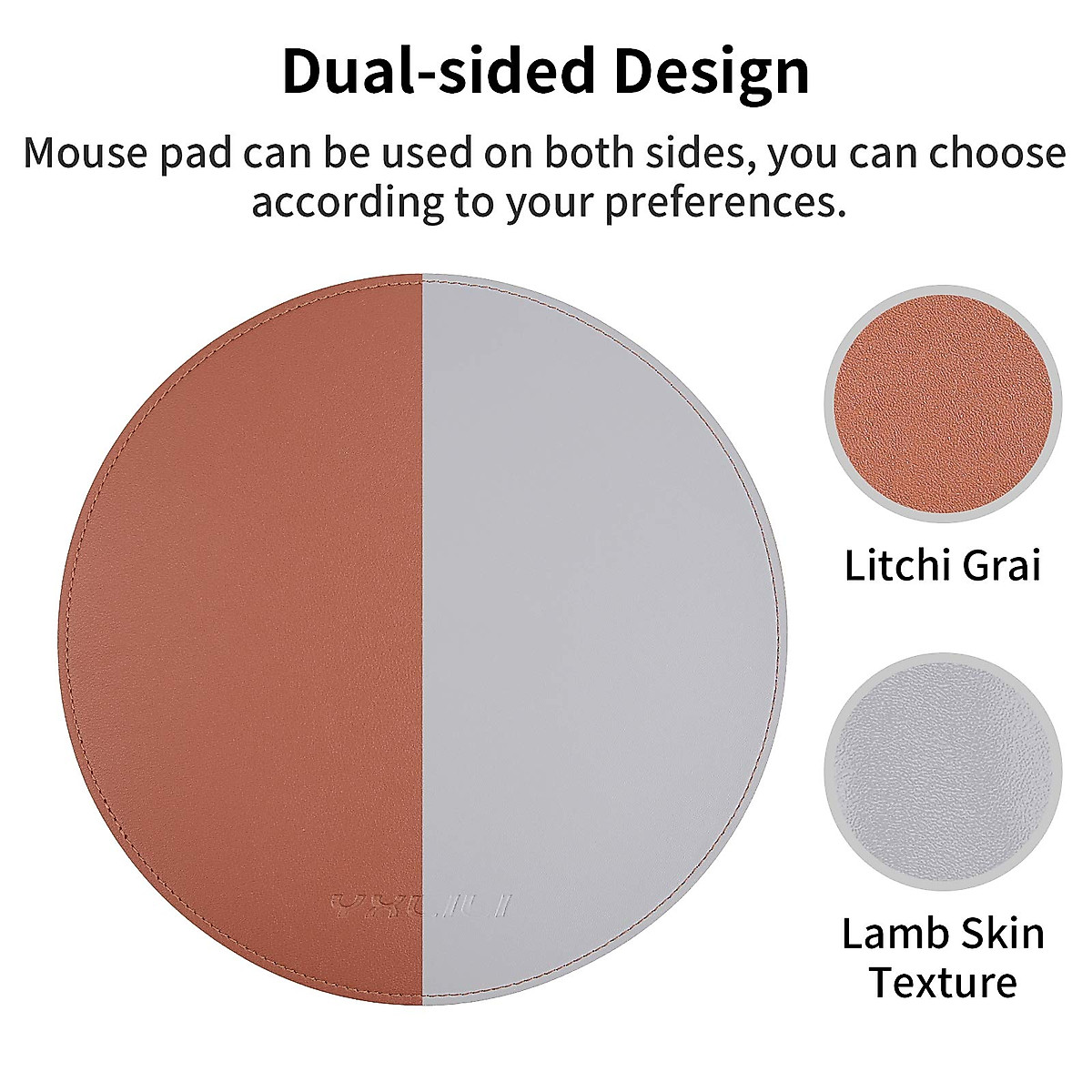 YXLILI Mouse Pad, Double-Sided Mouse Pads Small Round PU Leather Mouse Mat with Stitched Edge Waterproof Mouse Pads for Wireless Computer Mouse for Office Home Gaming Working
