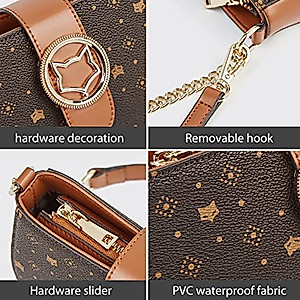 Shoulder Handbags for Women, Faux Leather Crossbody Hobo Handbags Vegan Leather Womens Signature Monogram Satchel Handbag Brown2