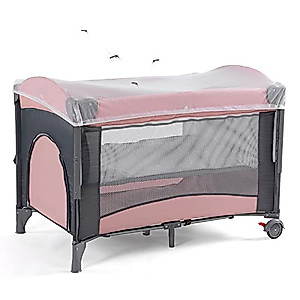 5 in 1 Baby Crib,Bedside Sleeper, Baby Bassinet, Bedside Cribs with Mattress, Foldable Baby Playard, Portable Travel Crib for Girl Boy Infant Newborn (Pink)