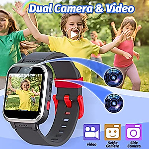 meoonley Kids Smart Watch with Puzzle Games HD Touch Screen Camera Video Music Player Pedometer Alarm Clock Flashlight Fashion Kids Smartwatch Gift for 6-13 Year Old Boys Girls Toys