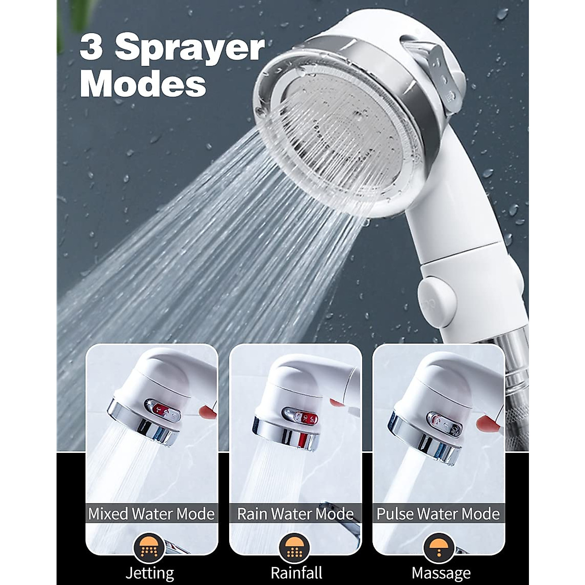 Dog Shower Attachment, Pet Shower Sprayer for Pet Bathing and Dog Washing, Including Brass Shower Head Diverter Valve + Handheld Shower Head + Shower Hose + Holder, Sprayer Kit for Hair Washing