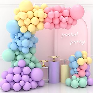 120Pcs Pastel Balloon Garland Kit, Macaron Balloons Assorted Colors for Birthday Baby Shower Unicorn Theme Party Decorations