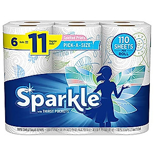 Sparkle Paper Towels, Spirited Prints, Pick-a-Size, 6 Count of 110 Sheets Per Roll, 110 Sheets (Pack of 6)