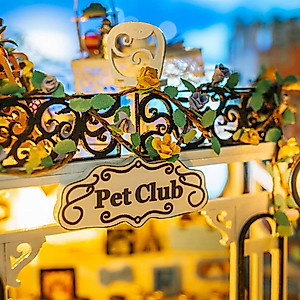 Miniature Joy House Kit Pet Shop - DIY Miniature Dollhouse Kit - Tiny House Building Kit with Furniture for Adults - Creative Miniature Craft Kits ( No Dust Cover)