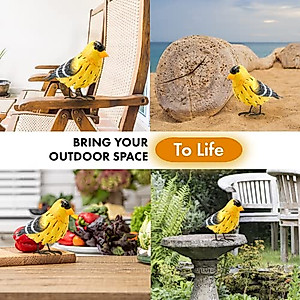 American Goldfinch Metal Garden Bird, Yard Sculpture Art- Large Realistic Standing Gold Finch Bird - Outdoor Fall, Winter, Spring, Summer Decoration- Decor - Perfect and Sympathy Gifts