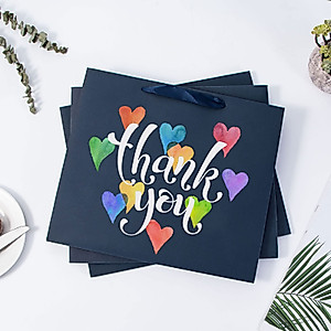 Umoofine Large Navy Blue Gift Bag with Ribbon Handles 12 Pack, 12.6x4.5x11 inches Extra Large Navy Gift Bag , Reusable Heavy Duty Kraft Navy Blue Kraft Bag Paper Bags Bulk for Shopping, Gift, Retail