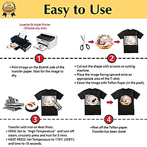 TransOurDream Iron on Heat Transfer Paper for Dark T Shirts (20 Sheets 8.5x11", Dark 3.0) Printable HTV Heat Transfer Vinyl for Inkjet & Laserjet Printer Iron On transfers for T Shirts (TRANS-D3-20)