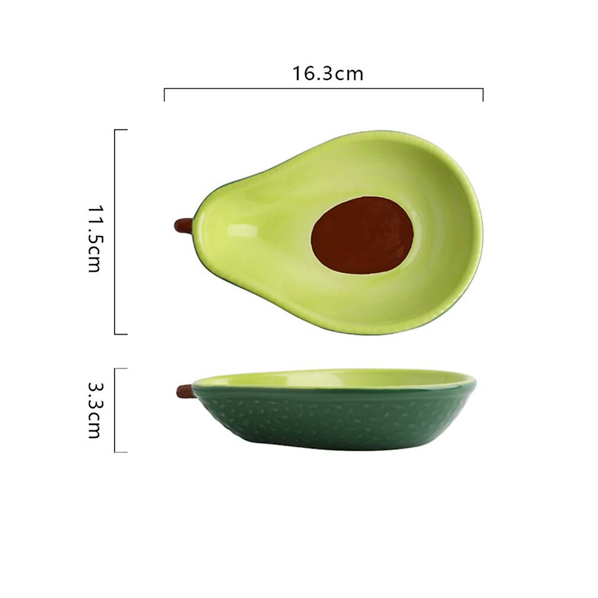 Garneck Ceramic Avocado Shaped Shaped Serving Plate Ceramic Sauce Dish Dip Bowls for Fruits Salads Dessert Appetizers