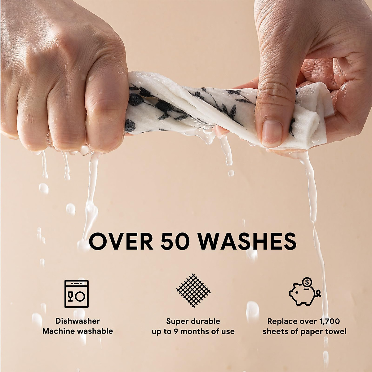 RECYCO Swedish Dishcloths for Kitchen | 5 Packs Geometric Washable Dish Rags | Cellulose Reusable Cleaning Paper Towels | Absorbent Counter Dish Cloth Sponge Kitchen Wipes, 8" L x 7" W