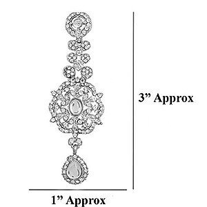 Touchstone Indian Bollywood enchanting floral diamond studded look white Rhinestone embellished bridal designer jewelry necklace set for women in white tone
