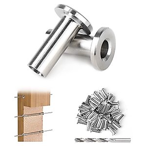 Muzata 60Pack Cable Railing Kit Protective Protector Sleeves Grommet for Wood Posts for 1/8" 5/32" 3/16" Wire Rope T316 Stainless Steel Cable Deck Hardware CR88